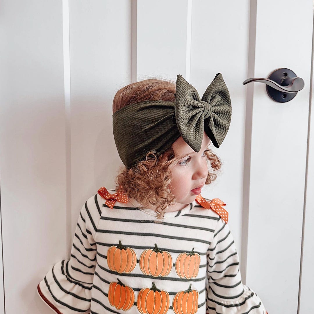 Olive Green Big Bow Headband - Baby, Newborn, Fall Headband - Etsy