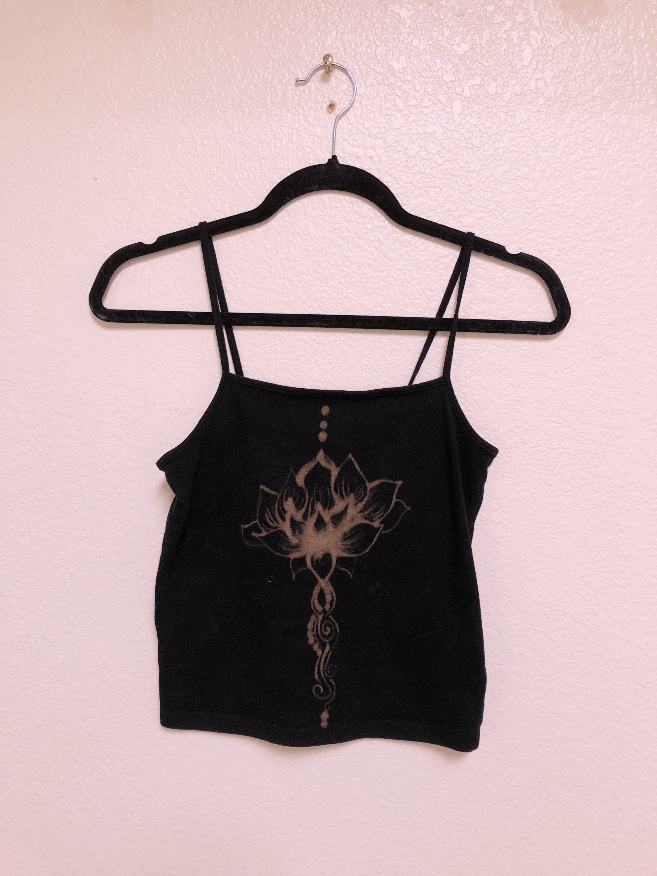 Bleach Art Painting Lotus Flower Tank Top Spaghetti Strap Cami Crop ...
