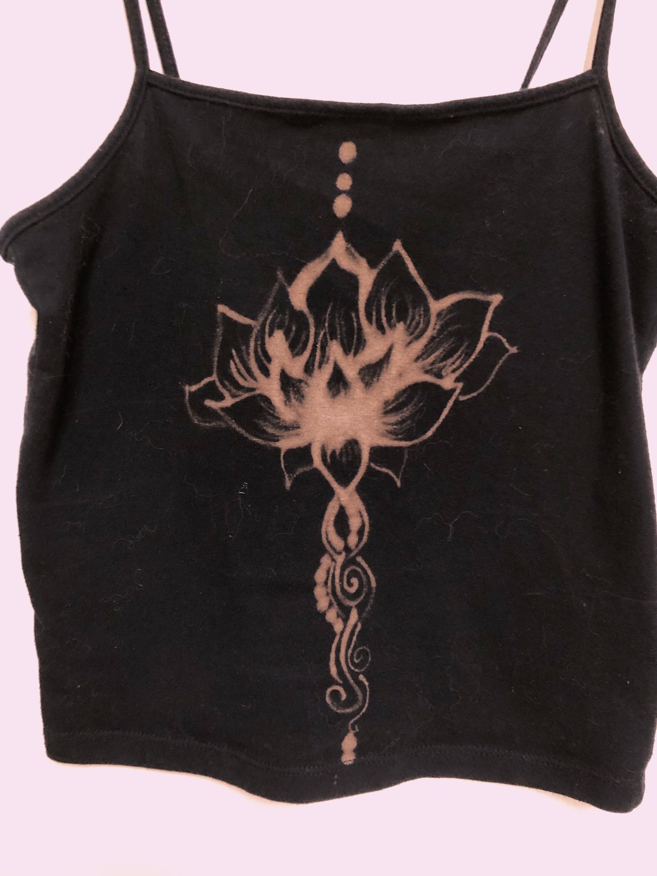 Bleach Art Painting Lotus Flower Tank Top Spaghetti Strap Cami Crop ...