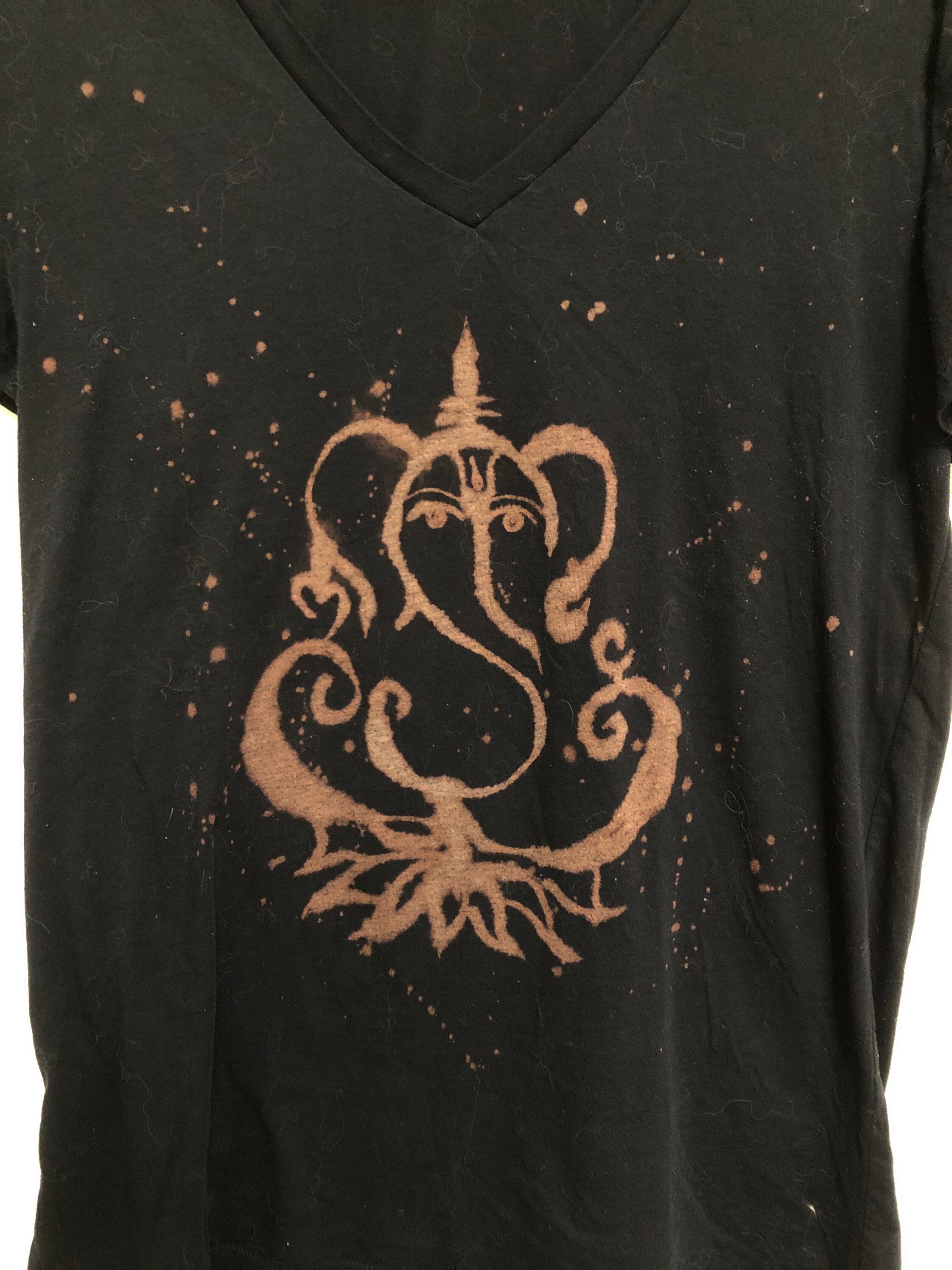 Bleach Art Painting Top Ganesh Ganesha Upcycled Handmade Boho Spiritual ...