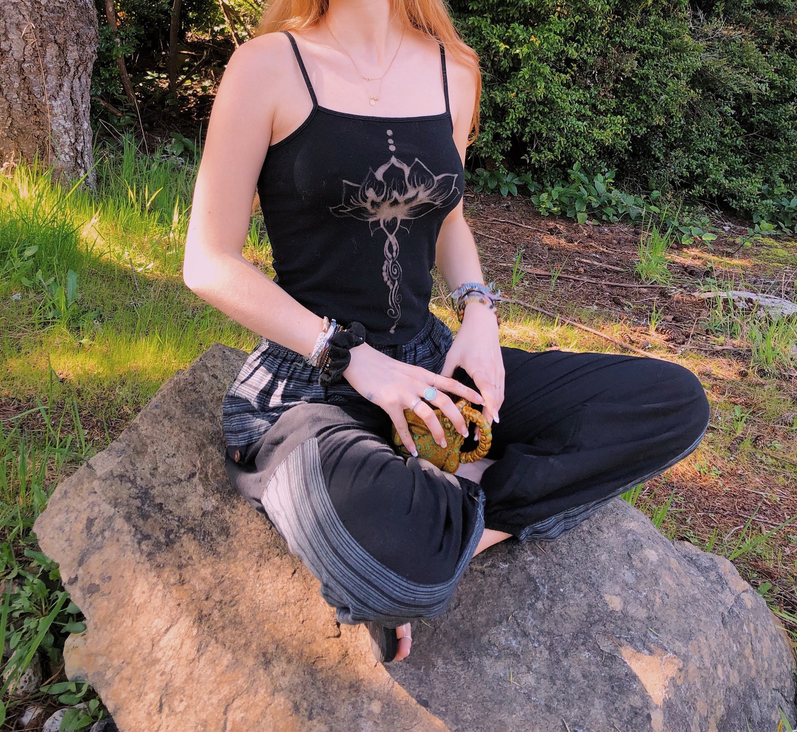 Bleach Art Painting Lotus Flower Tank Top Spaghetti Strap Cami Crop ...