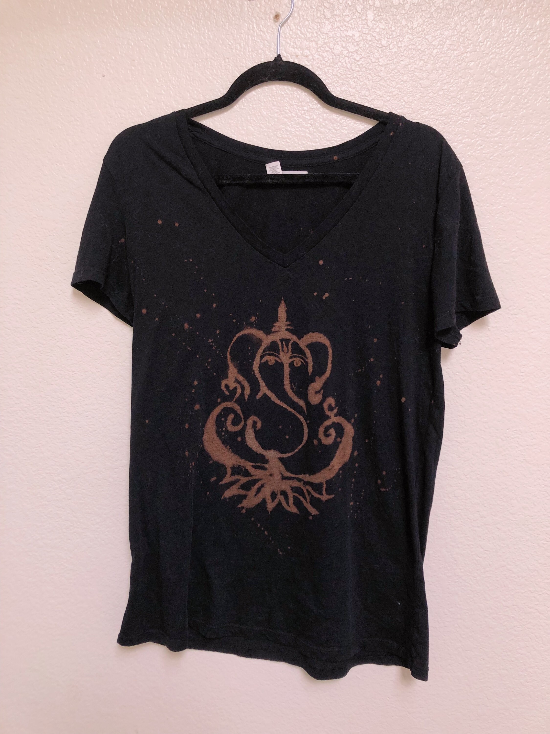 Bleach Art Painting Top Ganesh Ganesha Upcycled Handmade Boho Spiritual ...