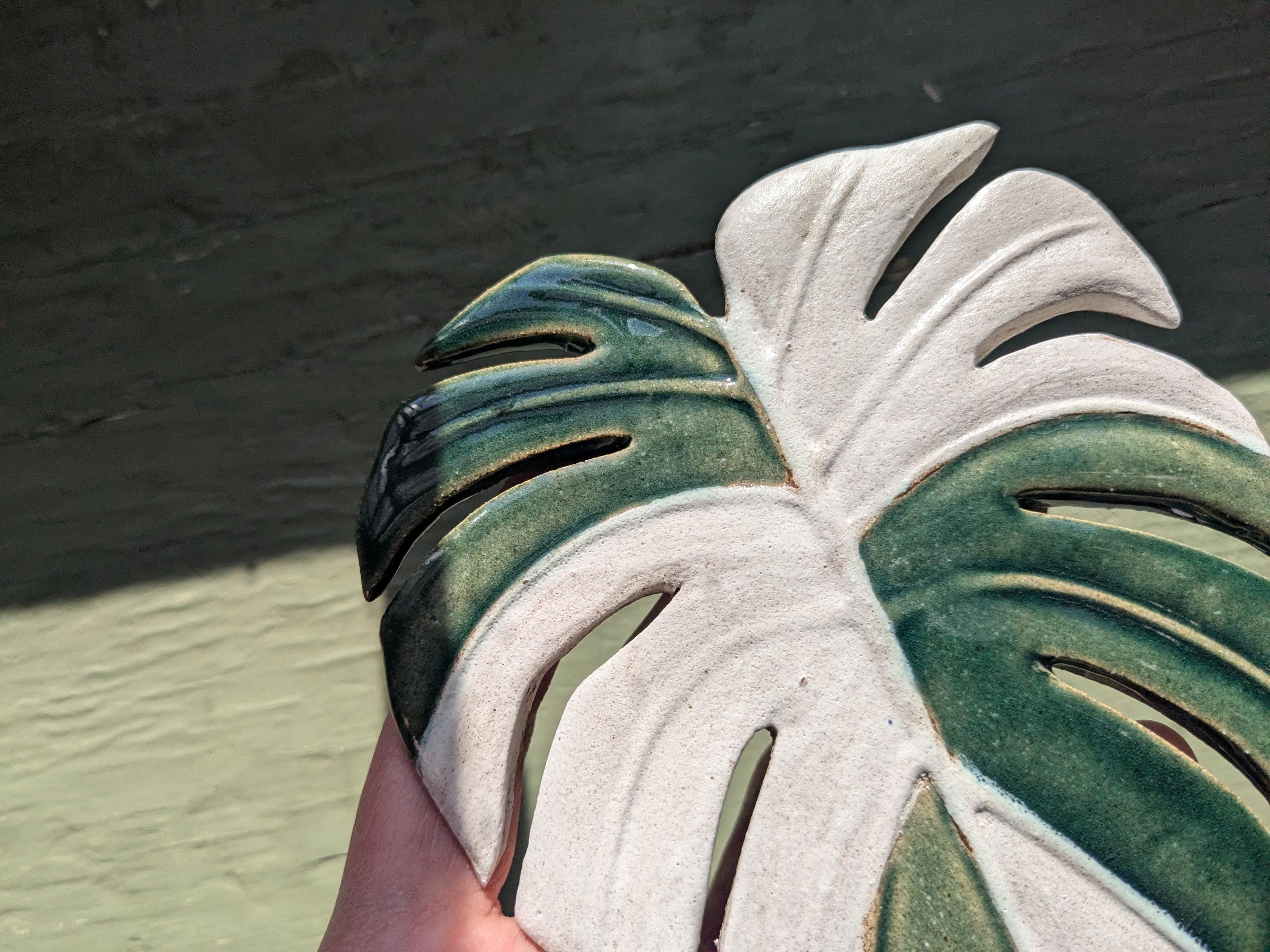 Stoneware Monstera Leaf - Green and White Variations - Etsy