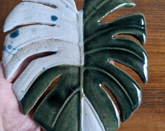 Monstera Stoneware Leaf Wall Decor - Etsy
