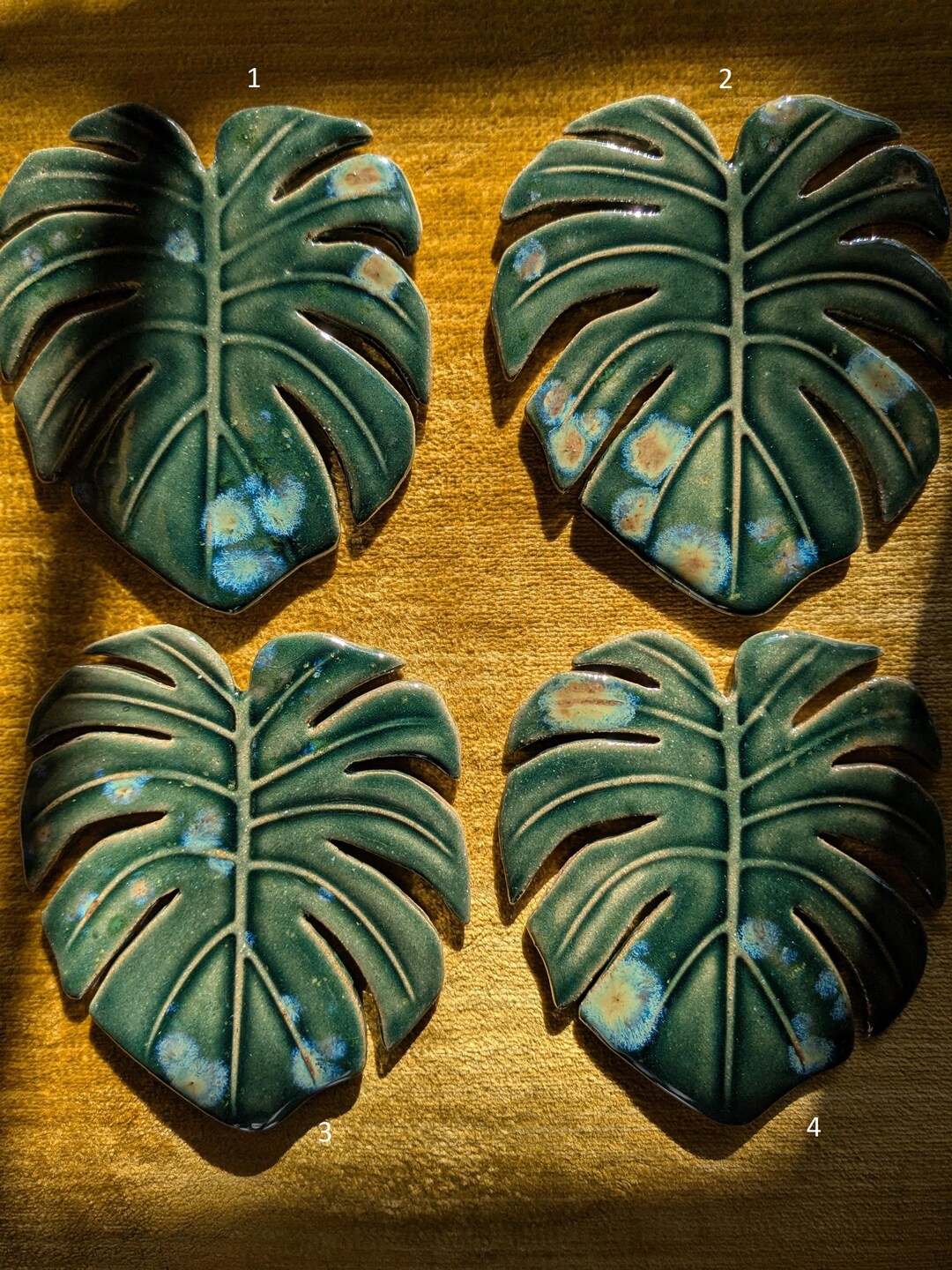 Stoneware Monstera Leaf With Crystalline Glaze Accents - Wall Decor - Etsy