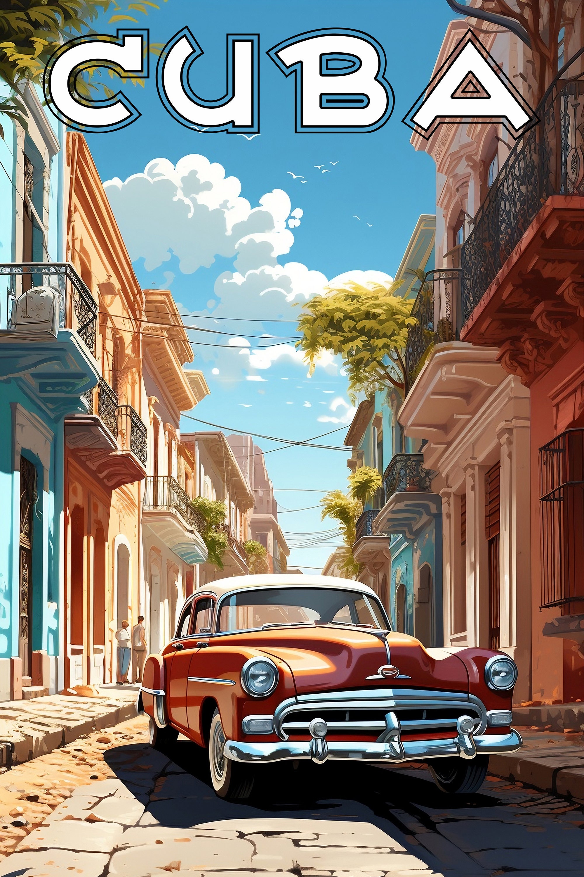 Havana Cuba Print, Cuba Travel Poster, Retro, Wall Decor, Vintage ...