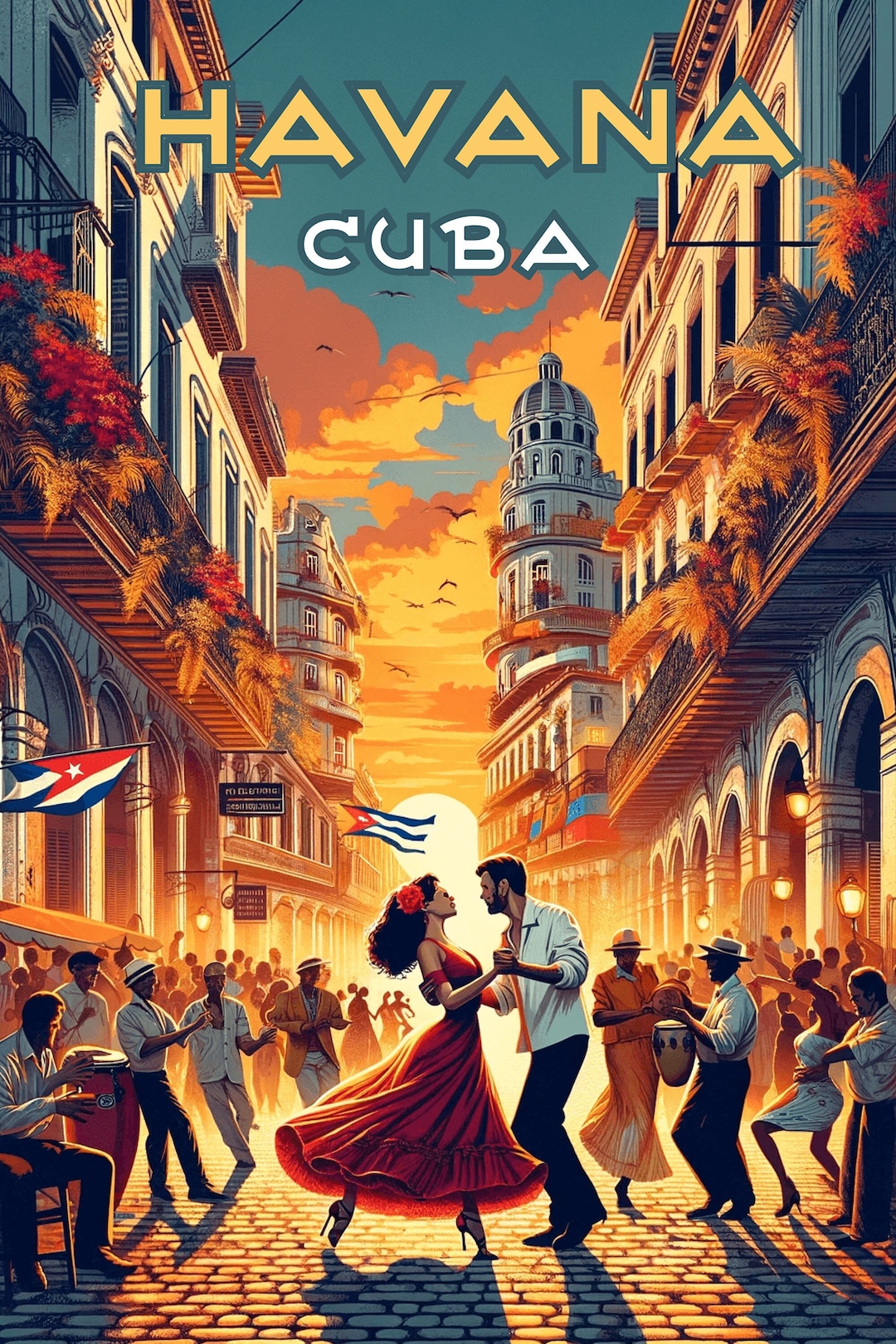 Havana Cuba Print, Travel Poster, Retro, Wall Decor, Vintage Travel ...