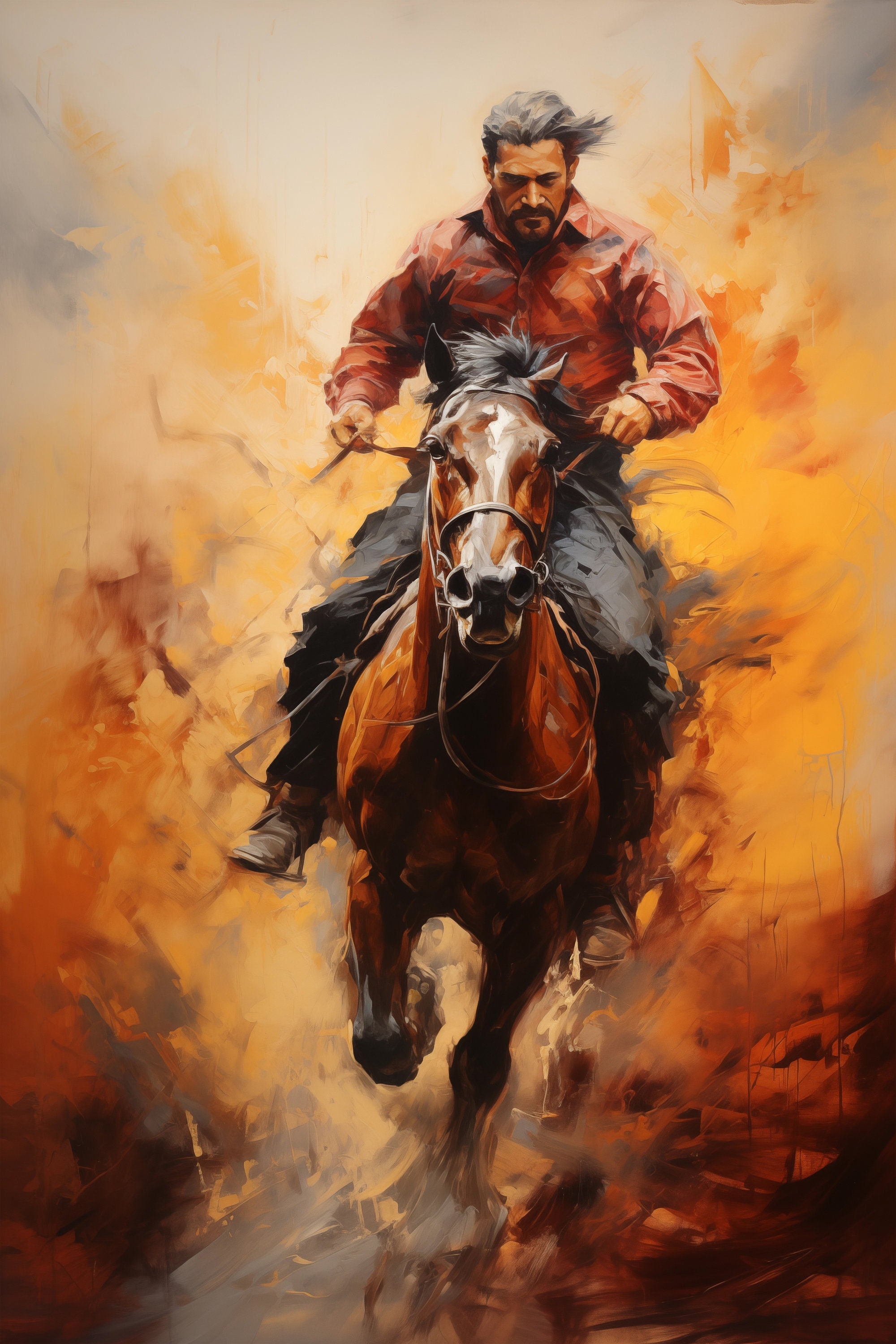 Man Riding a Horse, Travel Poster, Retro, Wall Decor, Vintage Travel ...