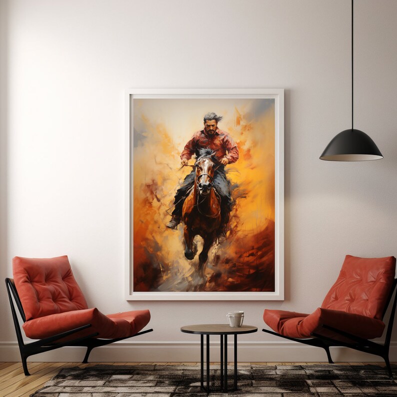 Man Riding a Horse, Travel Poster, Retro, Wall Decor, Vintage Travel ...