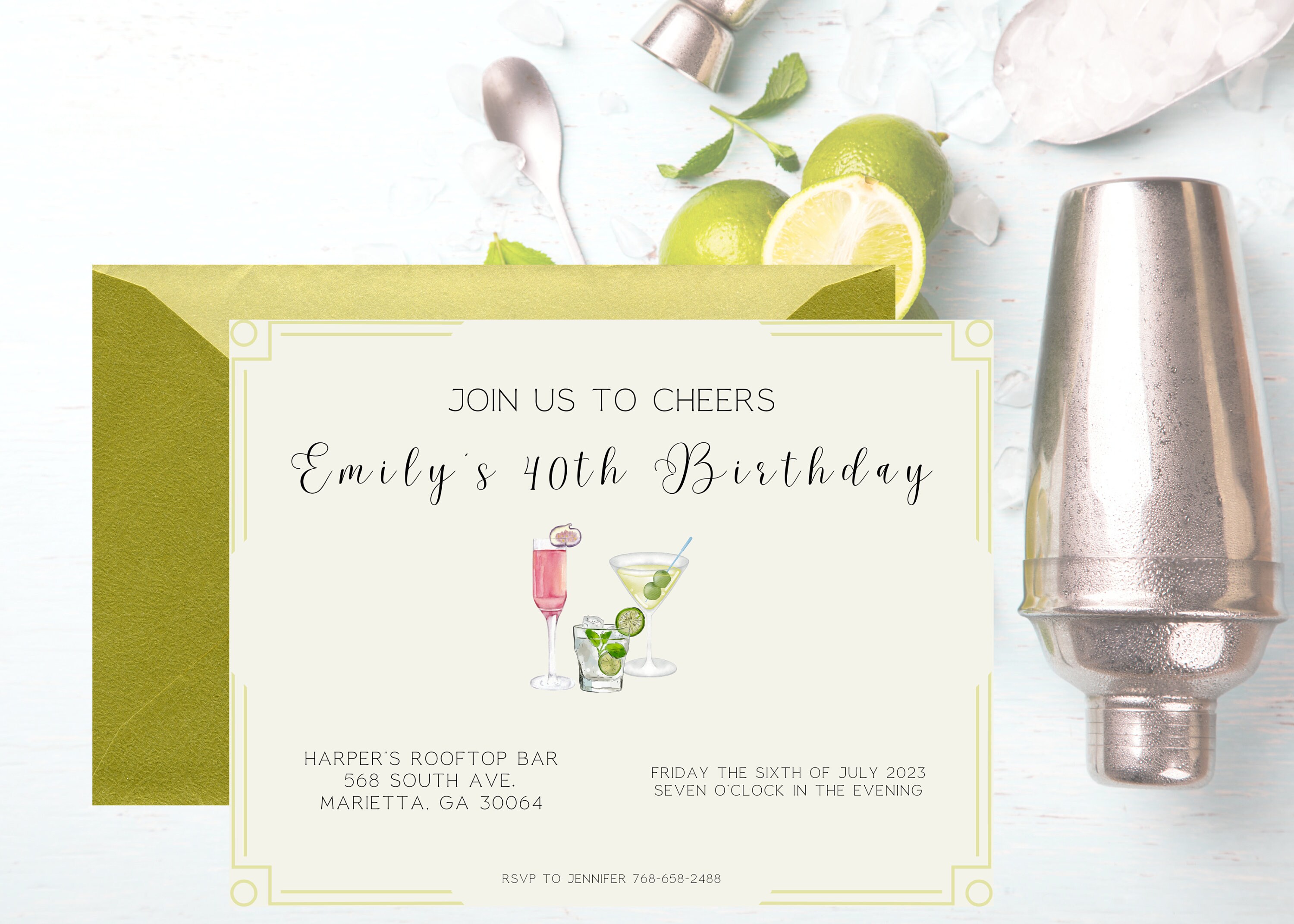 Cocktail Birthday Invitation - Etsy