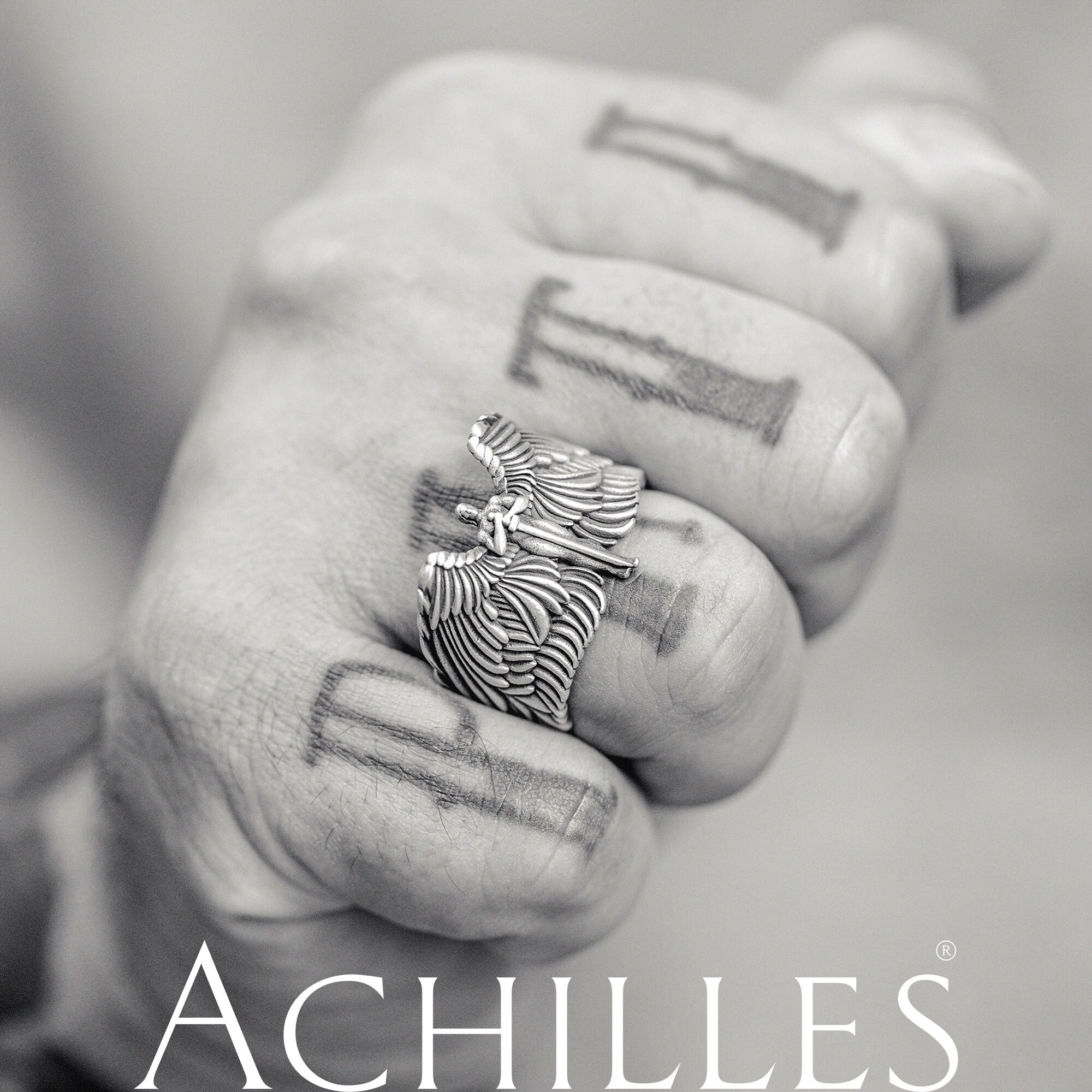 Michael the Archangel Wrap Ring in 925 Sterling Silver, St Michael Mens ...