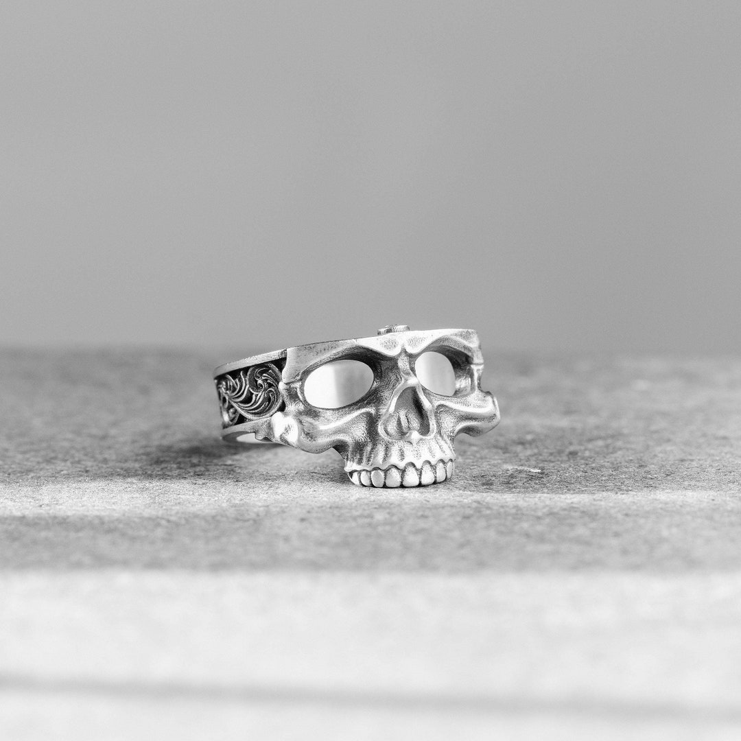 Silver Half Skull Ring Gothic Jawless Skull Ring for Men Oxidized ...