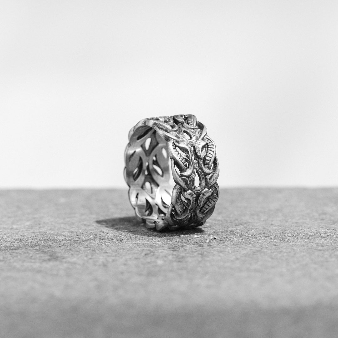 Octopus Tentacles Ring Sterling Silver Kraken Band , Cool Kraken Ring ...