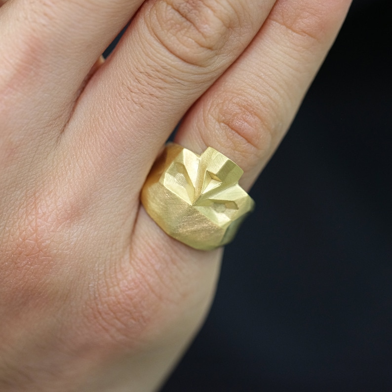 14k Gold Skull Pinky Ring Mens Solid Gold Ring 18k Gold Skull Signet ...