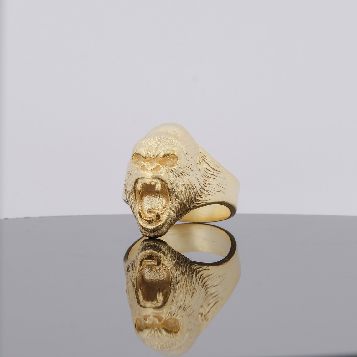 14k Gold Gorilla Ring 18k King Kong Signet Ring Solid Gorilla Pinky ...