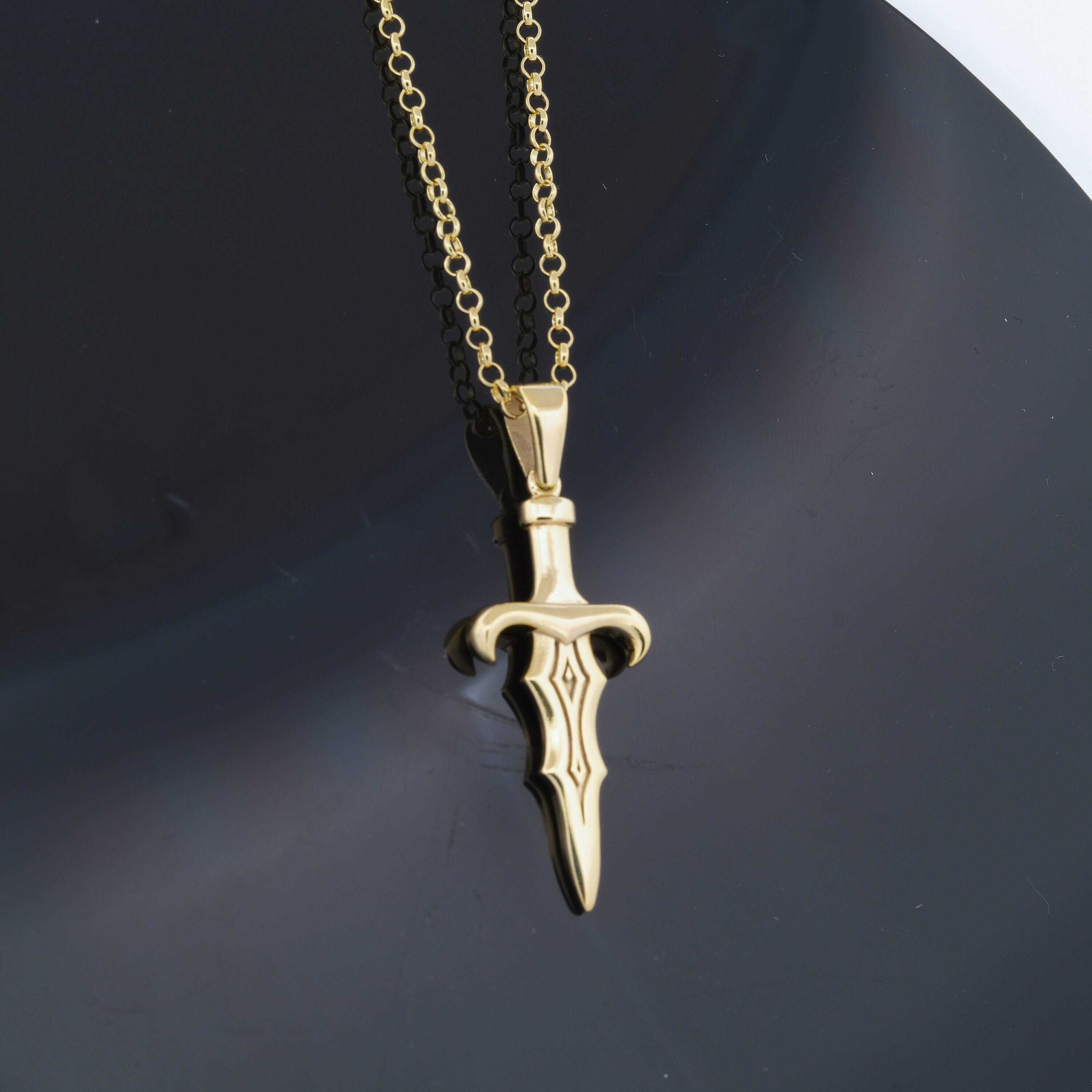 14k Gold Sword Pendant 18k Solid Sword Necklace Gold Pendant for Man ...