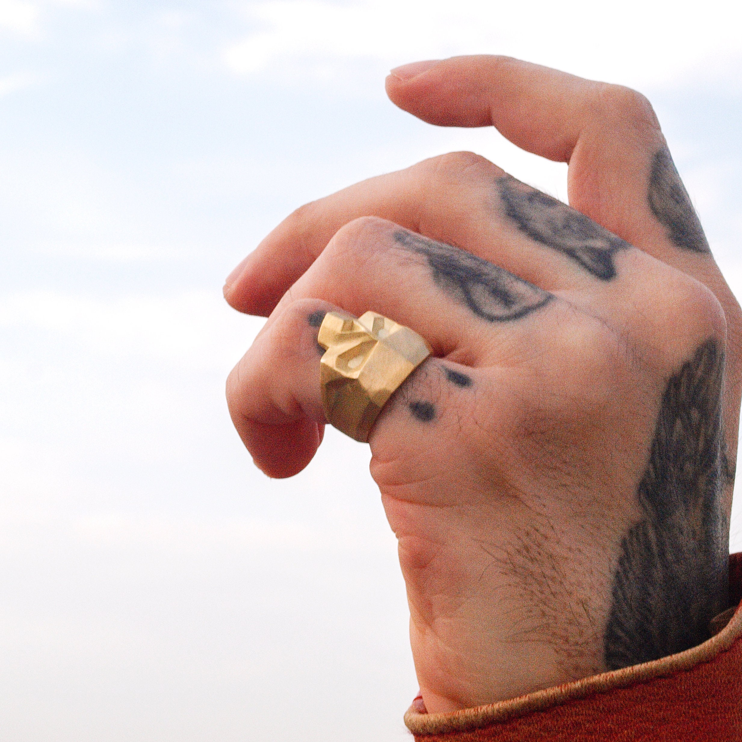 14k Gold Skull Pinky Ring - Mens Solid Gold Ring - 18k Gold Skull ...