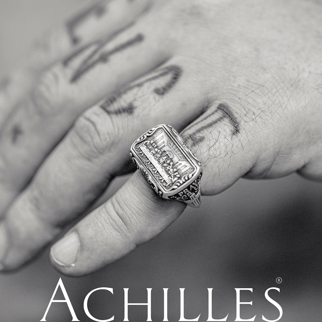 The Last Supper Signet Ring, Jesus Christ Leonardo Pattern Silver Ring ...