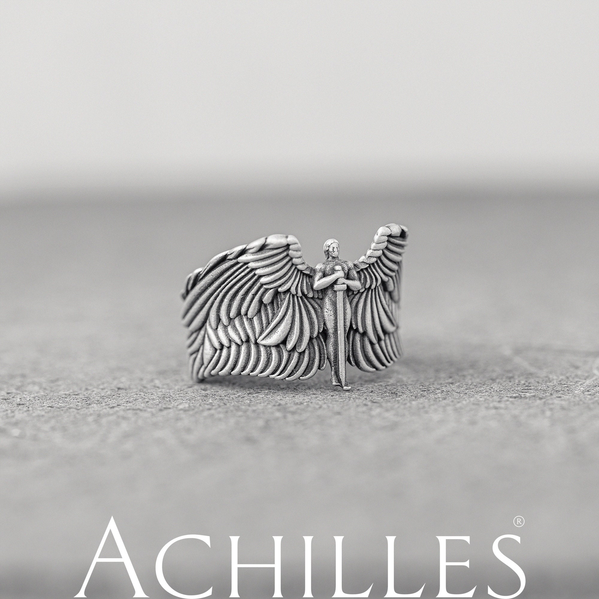 Michael the Archangel Wrap Ring in 925 Sterling Silver, St Michael Mens ...