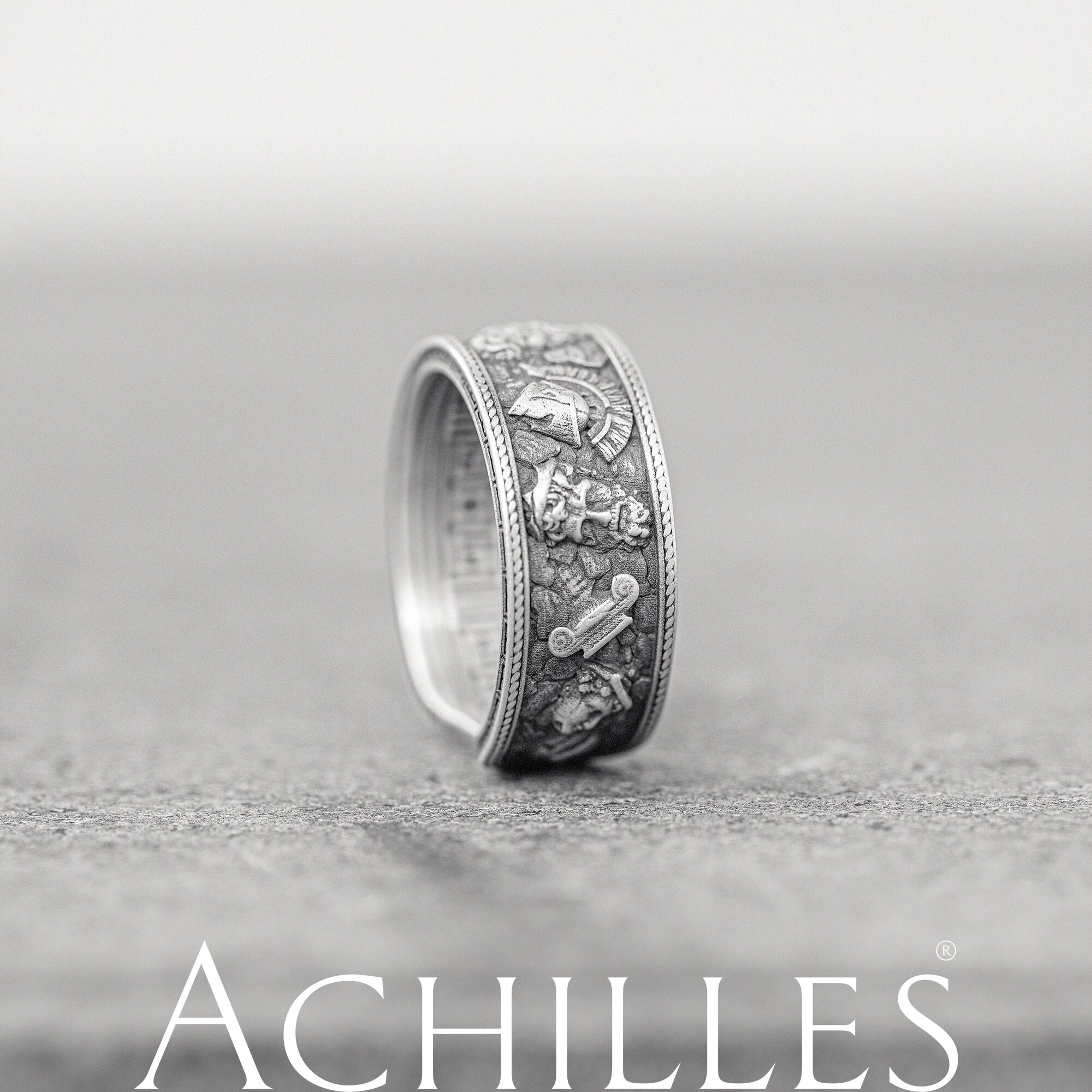 Silver Greek Gods Ring Handmade Olympus Statue Sculpture Ring Ancient ...