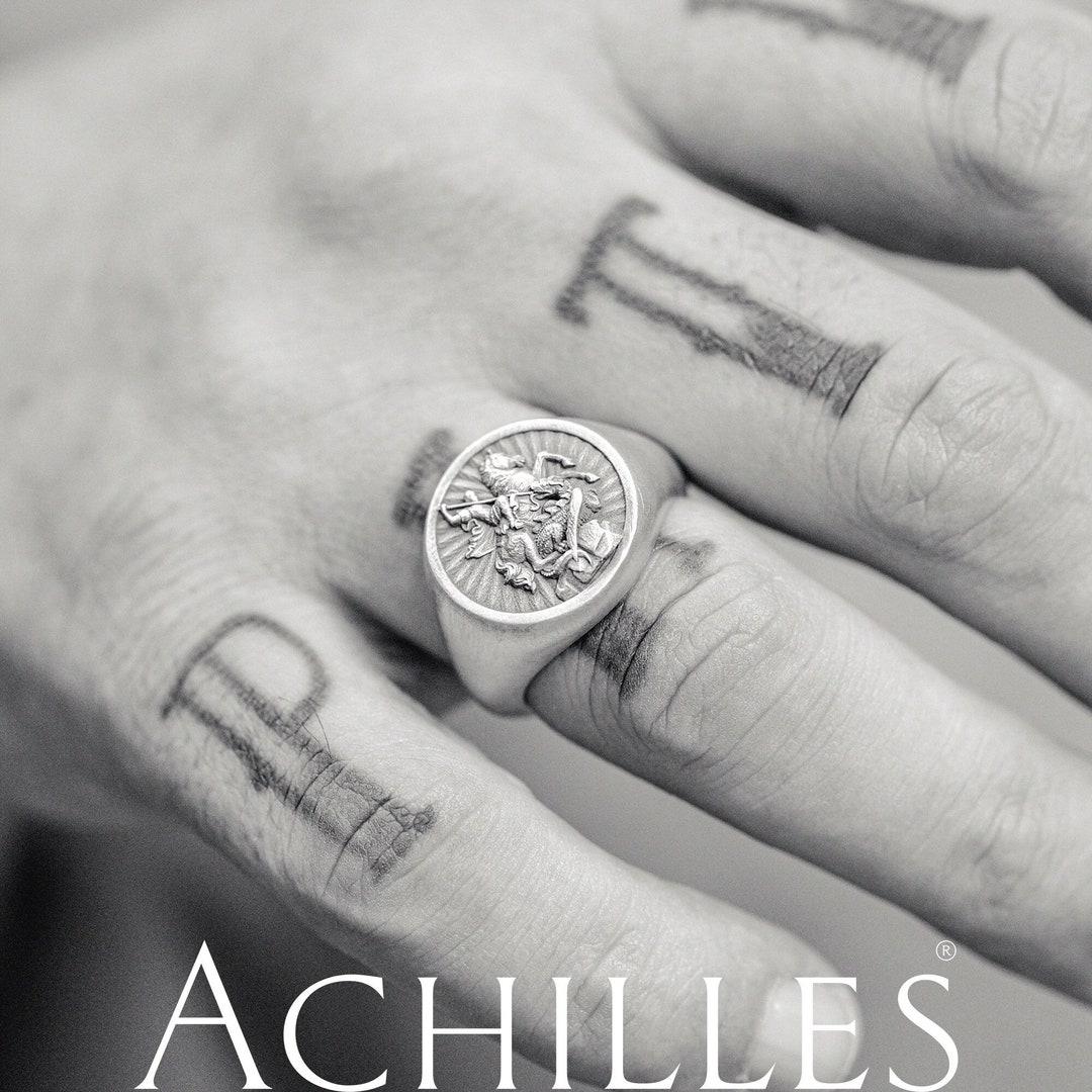 St George of Lydda Faith Ring for Men, Saint George Christian Ring for ...