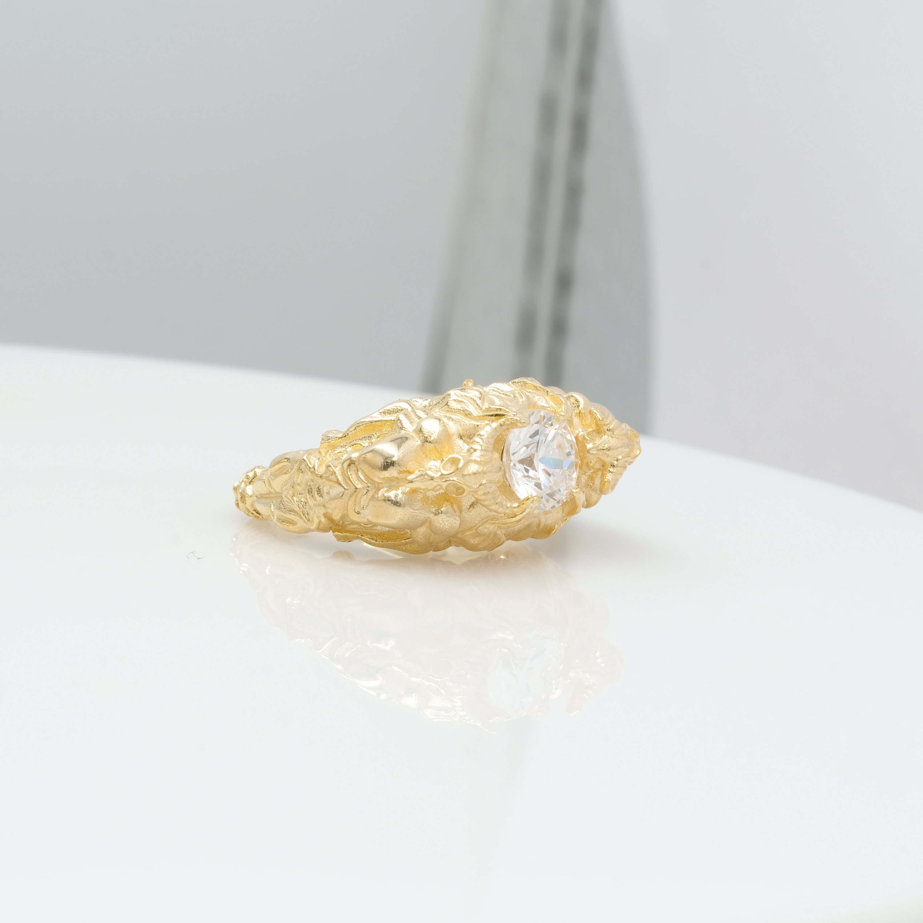 Gold Devil Ring 14k Demon Band Ring Solid Satanic Wedding Band 14k Gold ...