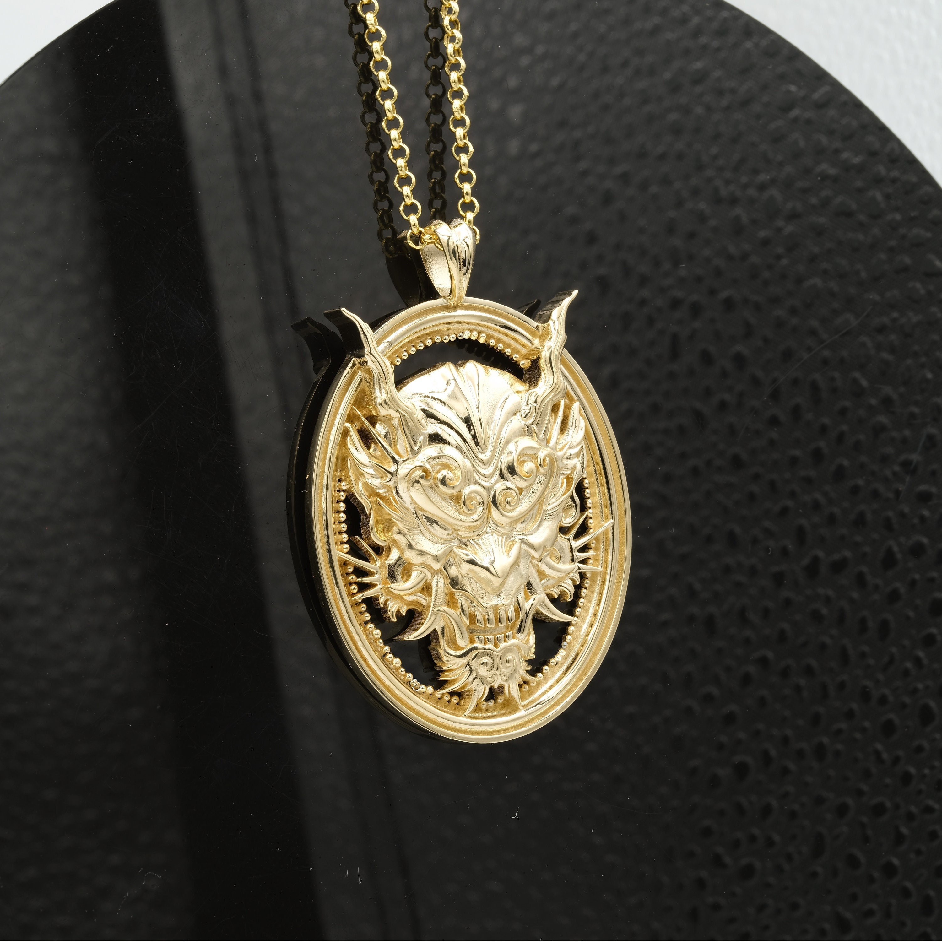 14k Gold Dragon Pendant 18k Solid Dragon Necklace Gold Pendant for Man ...