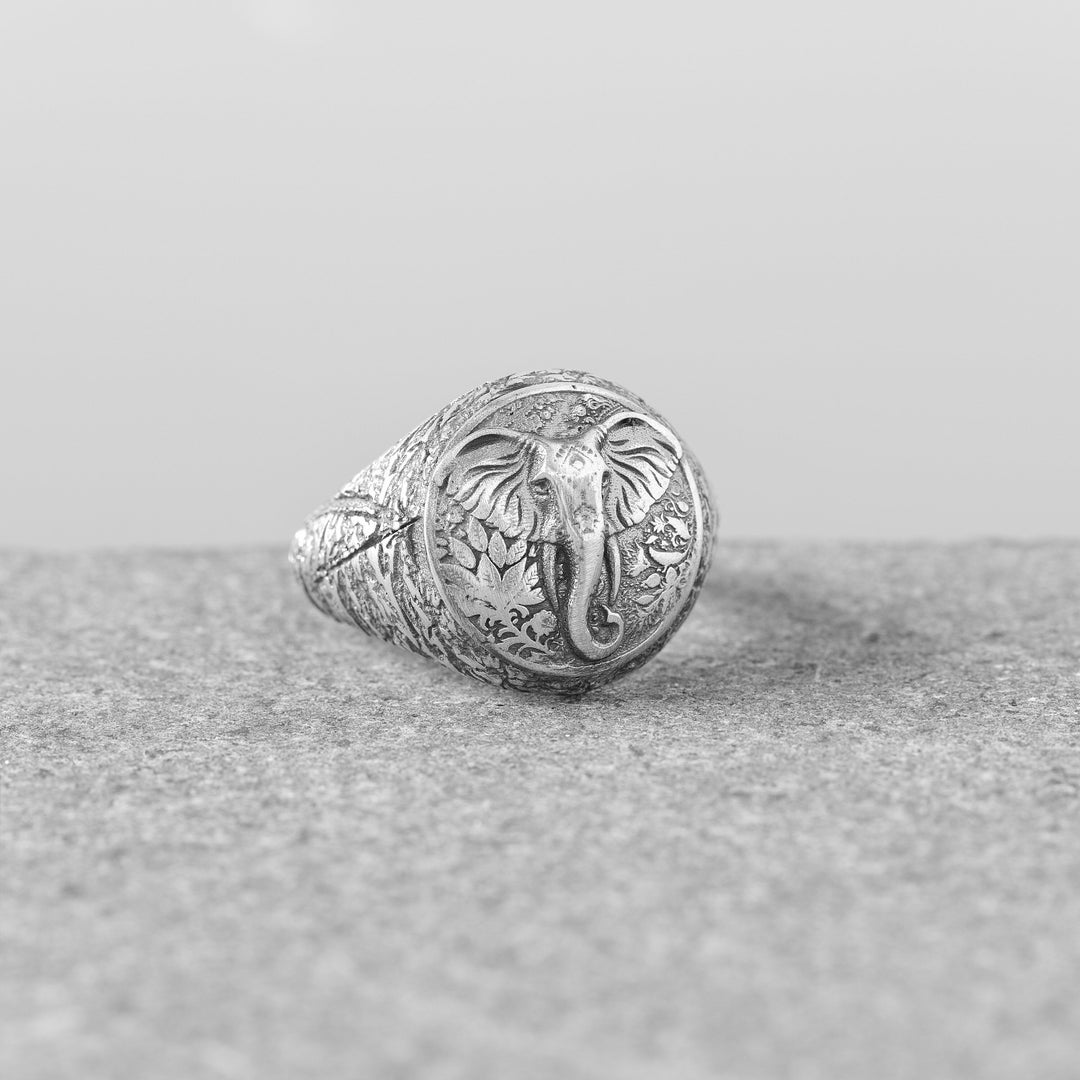 Elephant Signet Rings for Mens Sterling Silver Good Luck Pinky Ring ...