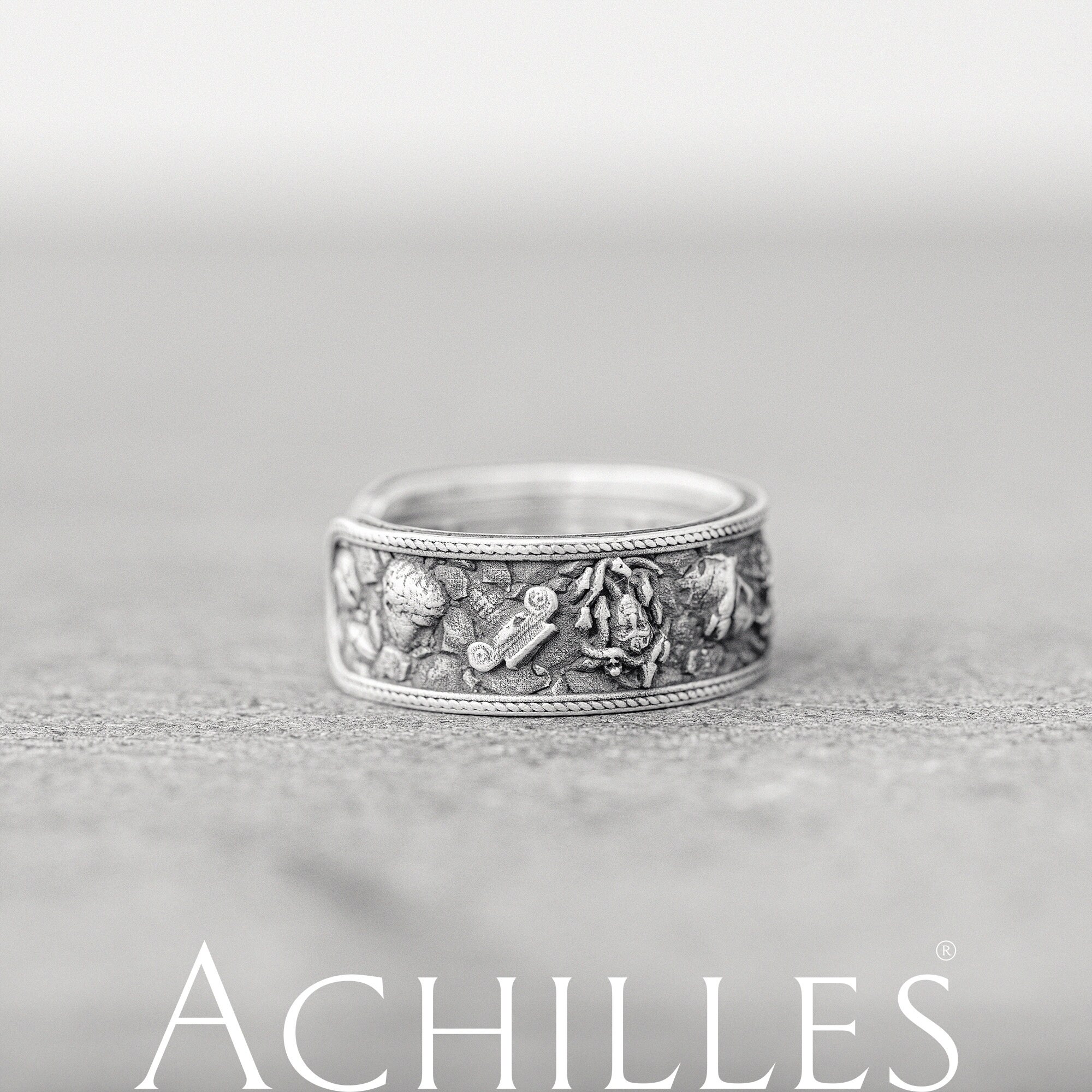 Silver Greek Gods Ring Handmade Olympus Statue Sculpture Ring Ancient ...