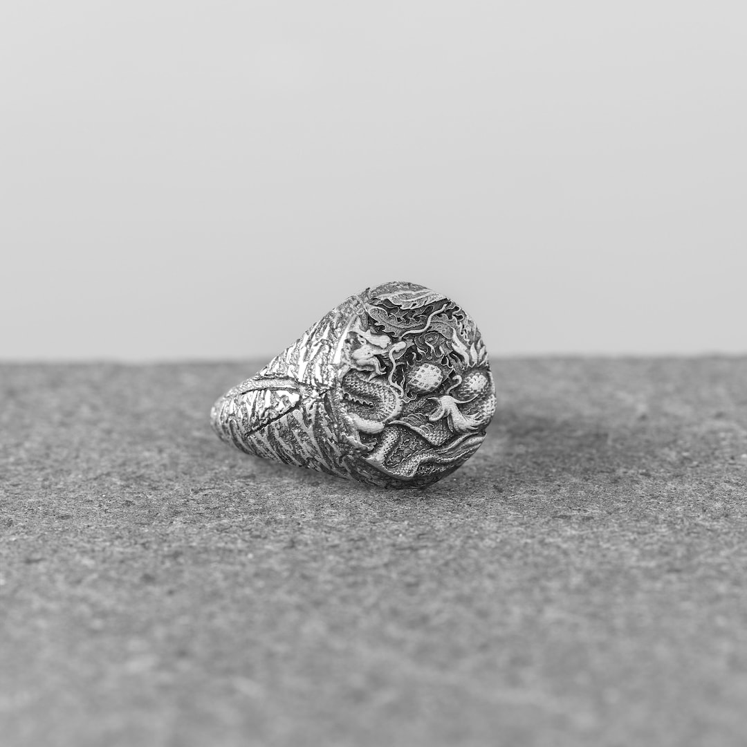 Dragon Phoenix Ring Sterling Silver Ring Handmade Men Ring Unique ...