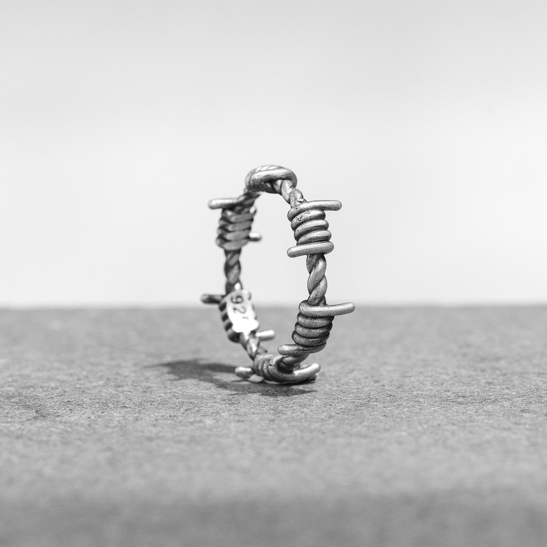 Barbed Wire Ring Sterling Silver Gothic Ring Punk Rocker Ring Cool Male ...