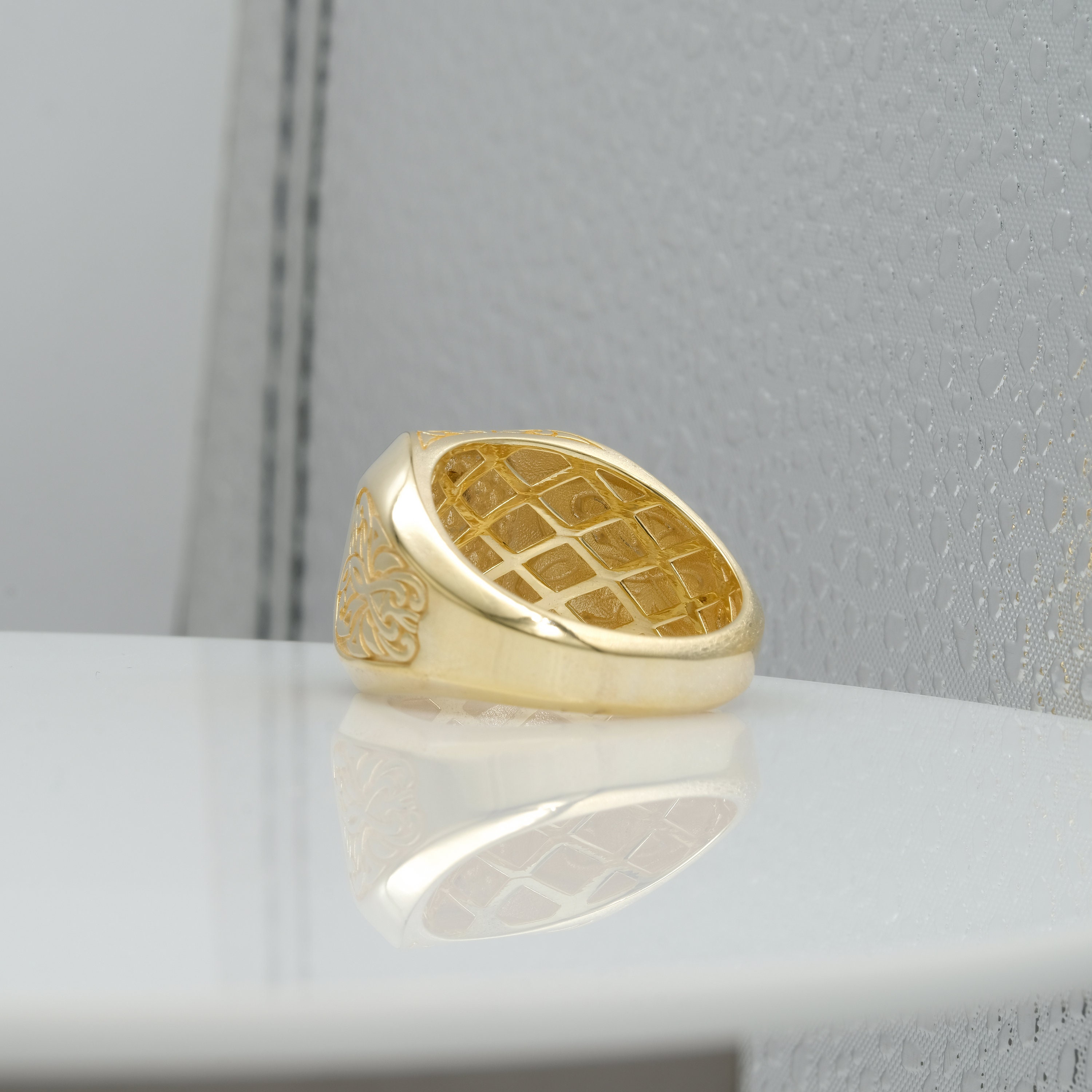 18k Gold Trident Ring 14k Trident Signet Ring Solid Trident Signet 14k ...