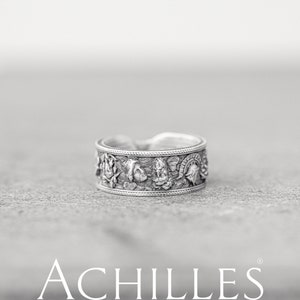 Silver Greek Gods Ring Handmade Olympus Statue Sculpture Ring Ancient ...