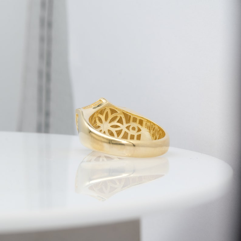 Handmade 14k Gold Shield Signet Ring, Sword Design - Etsy