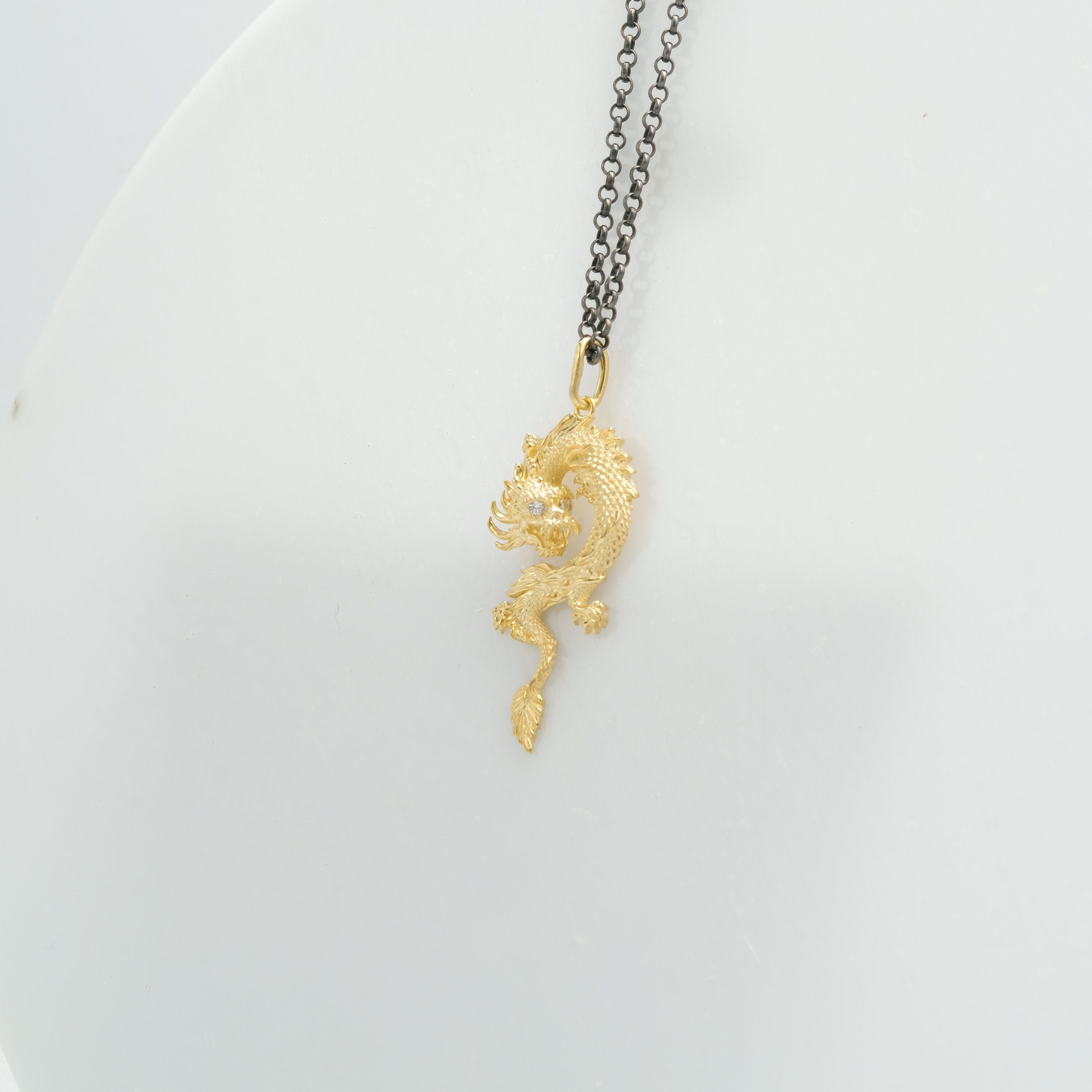 14k Gold Dragon Pendant 18k Solid Dragon Necklace Gold Pendant for Man ...