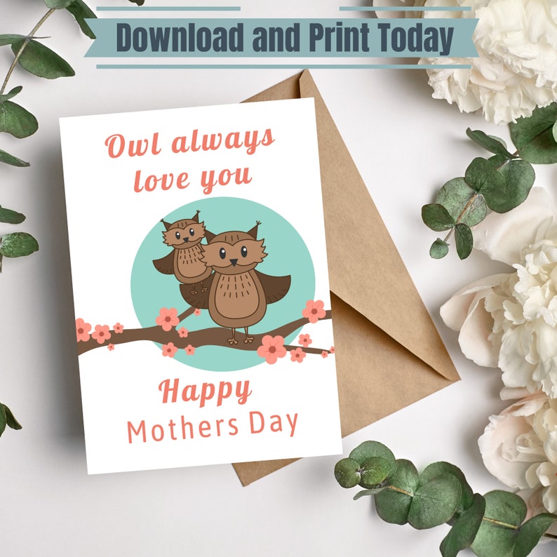 Printable Mother's Day Card, Instant Digital Download, Cute Happy ...
