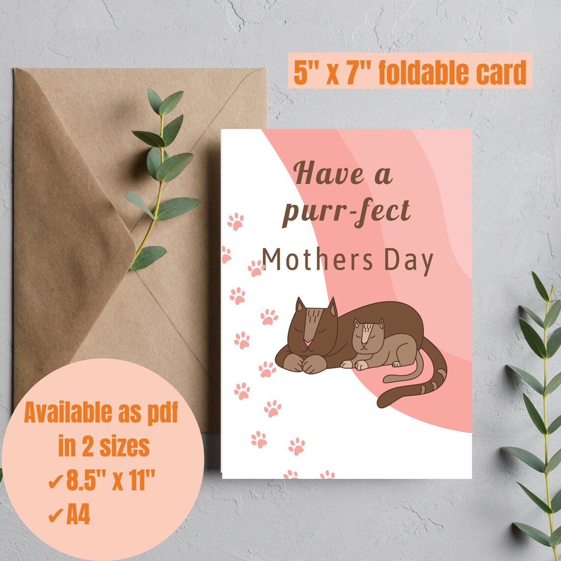 Printable Mother's Day Card, Instant Digital Download, Cute Happy ...