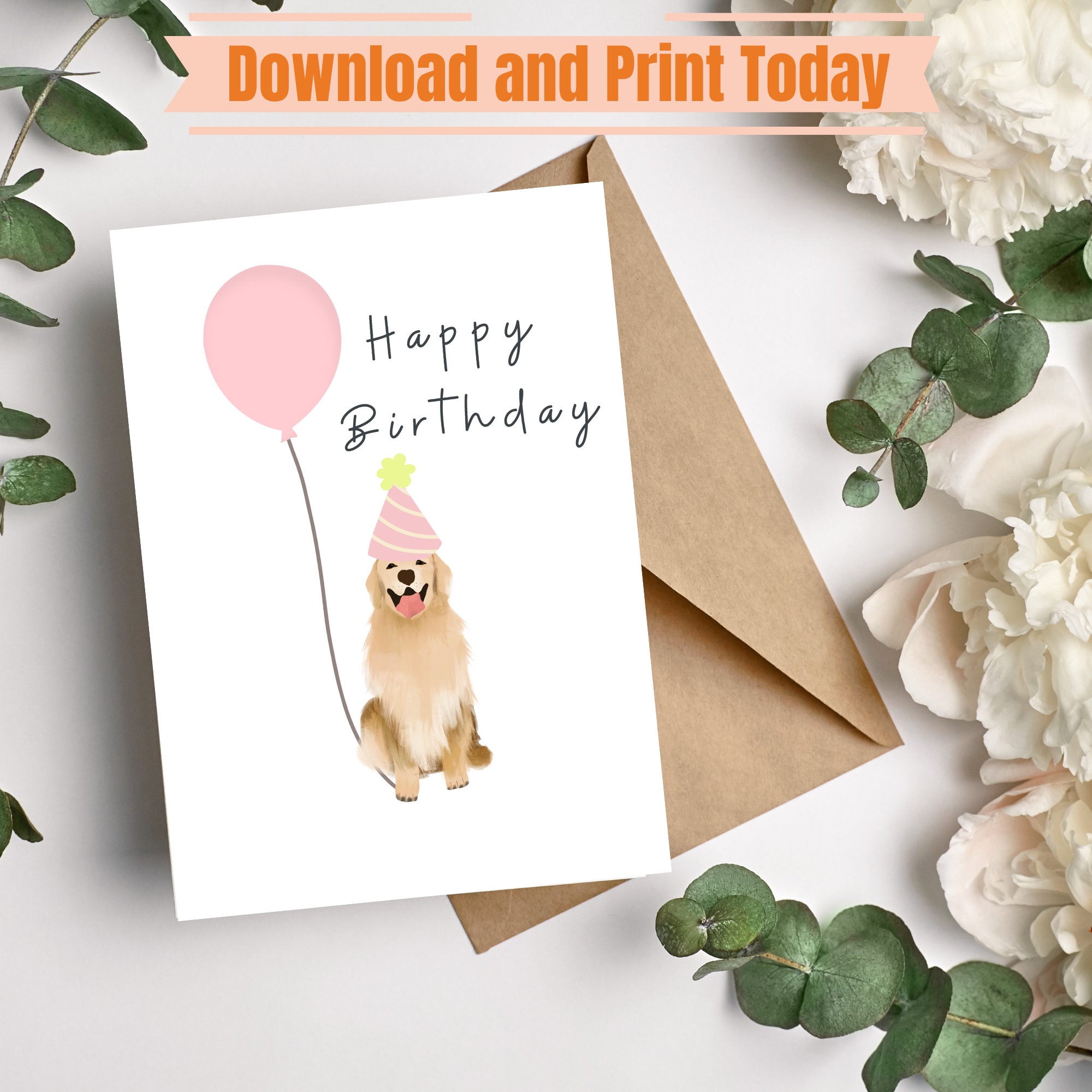 Printable Dog Birthday Card, Printable Birthday Card Funny, Digital ...