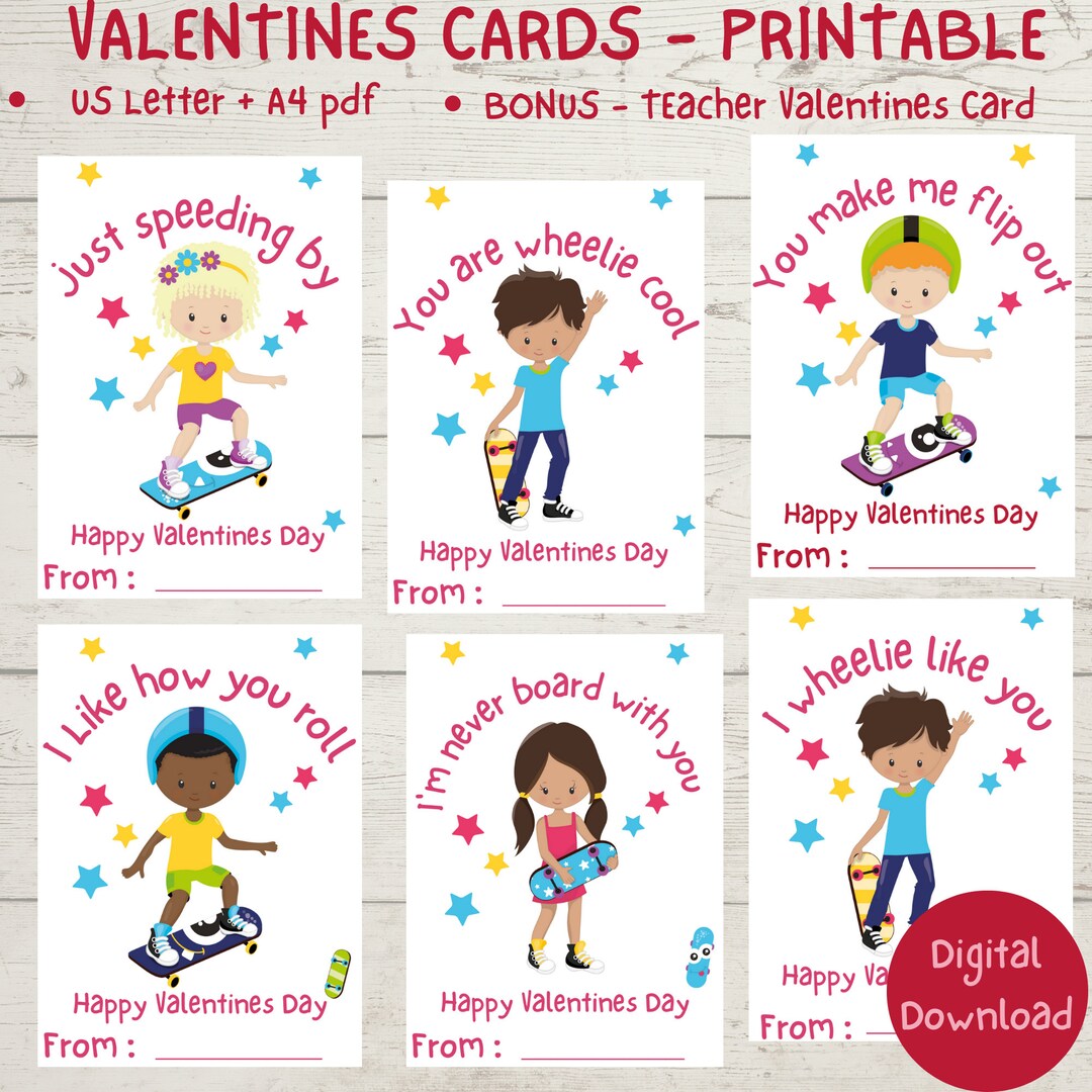 Printable Valentines Day Tags / Cards, Valentines Cards for School ...