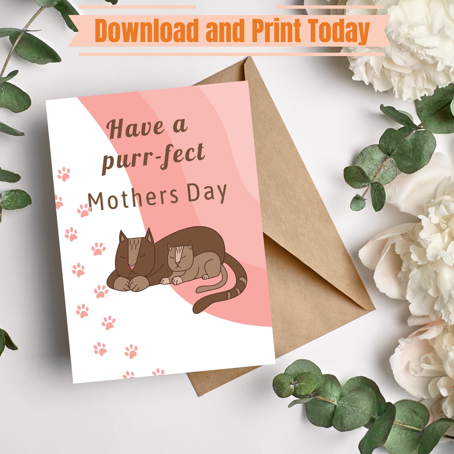 Printable Mother's Day Card, Instant Digital Download, Cute Happy ...