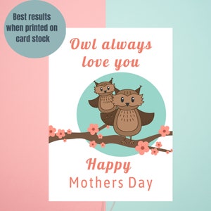Printable Mother's Day Card, Instant Digital Download, Cute Happy ...