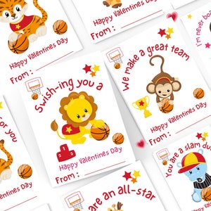 Printable Basketball Valentines Day Tags / Cards, Valentines Cards for ...