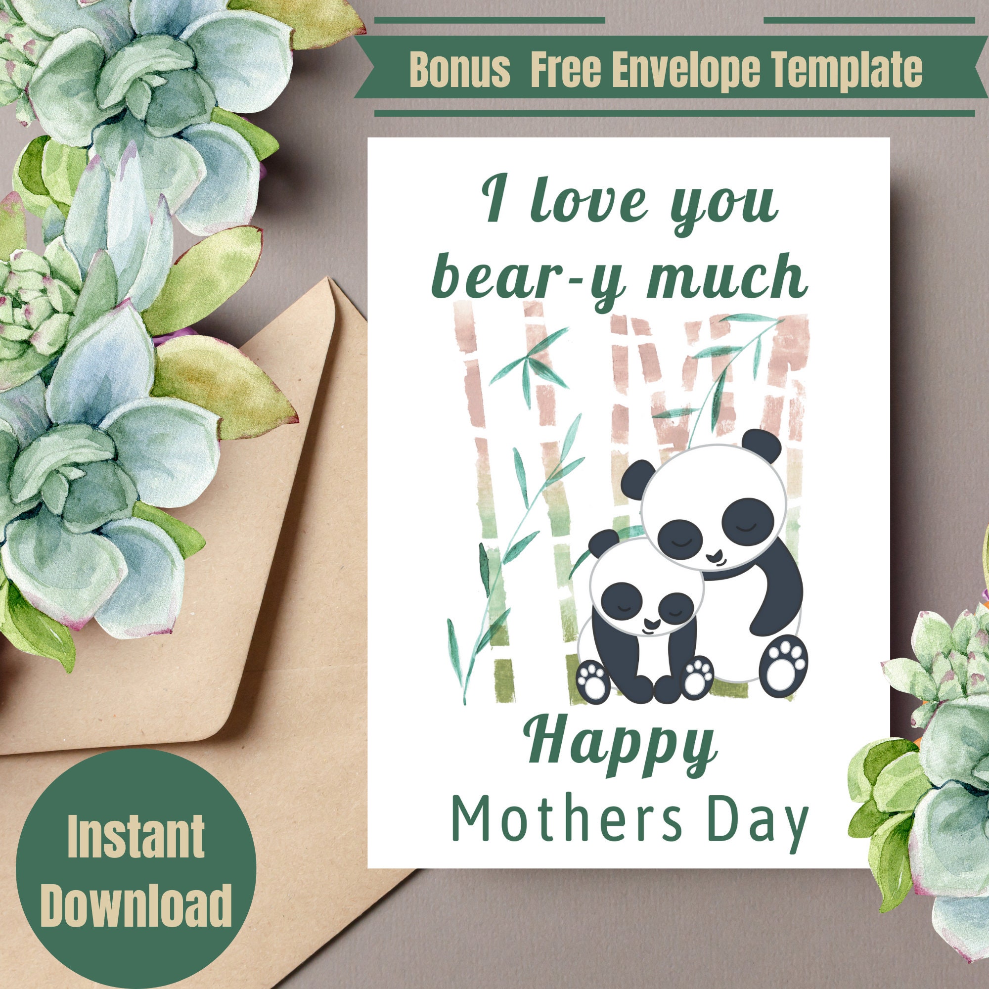 Printable Mother's Day Card, Instant Digital Download, Cute Happy ...