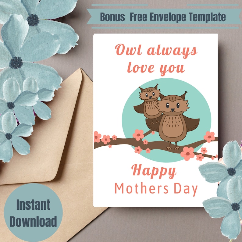 Printable Mother's Day Card, Instant Digital Download, Cute Happy ...