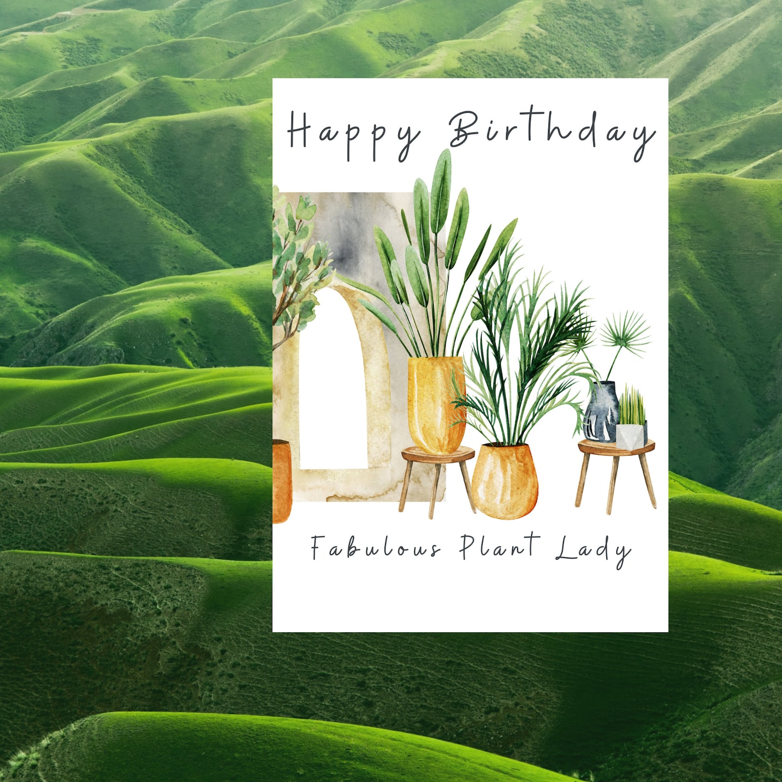 Printable Happy Birthday Card, Plant Birthday Card, Happy Birthday Card ...