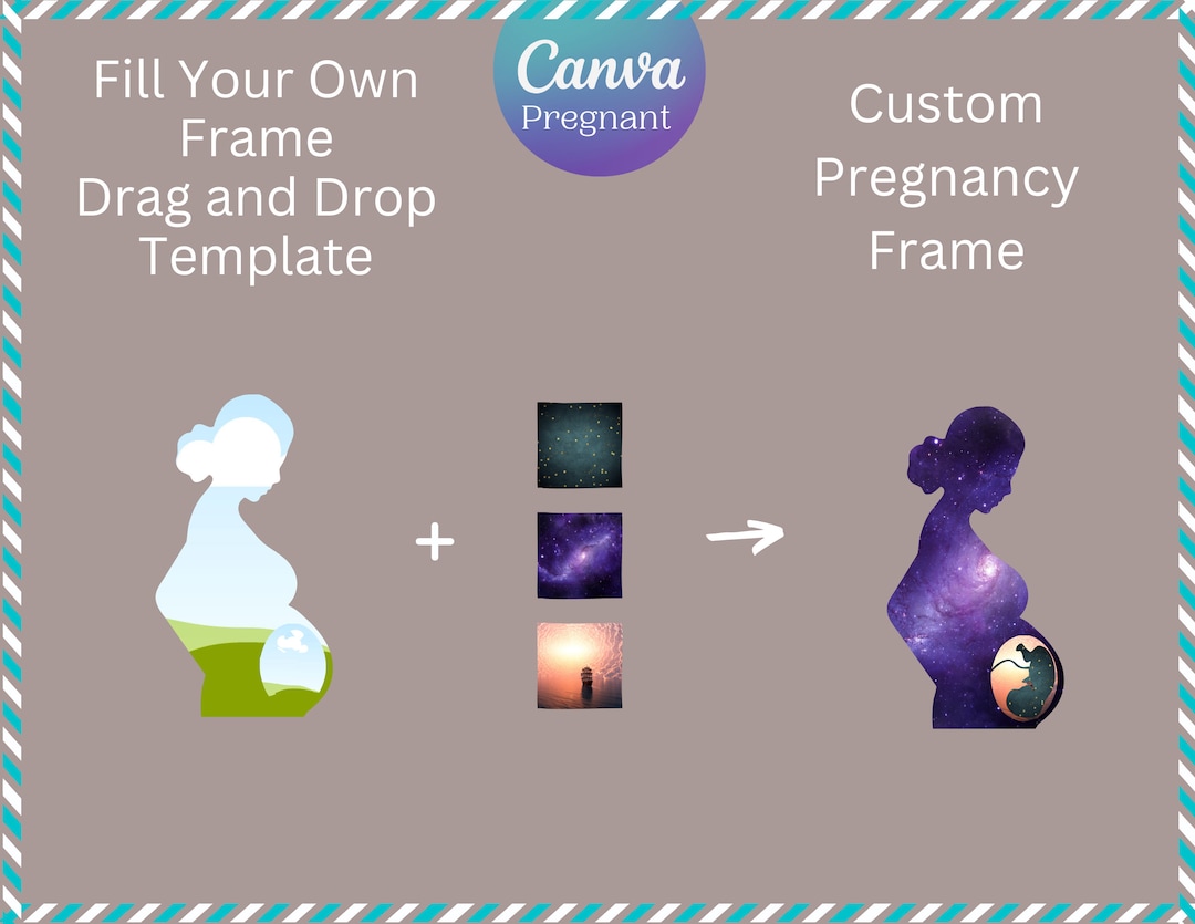 Pregnancy Baby Bump Canva Frame, Commercial and Personal, Custom ...