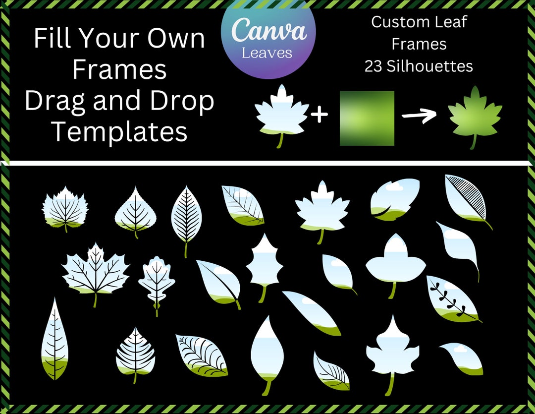 Leaf Canva Frames, Commercial and Personal, Custom Fillable Silhouettes ...