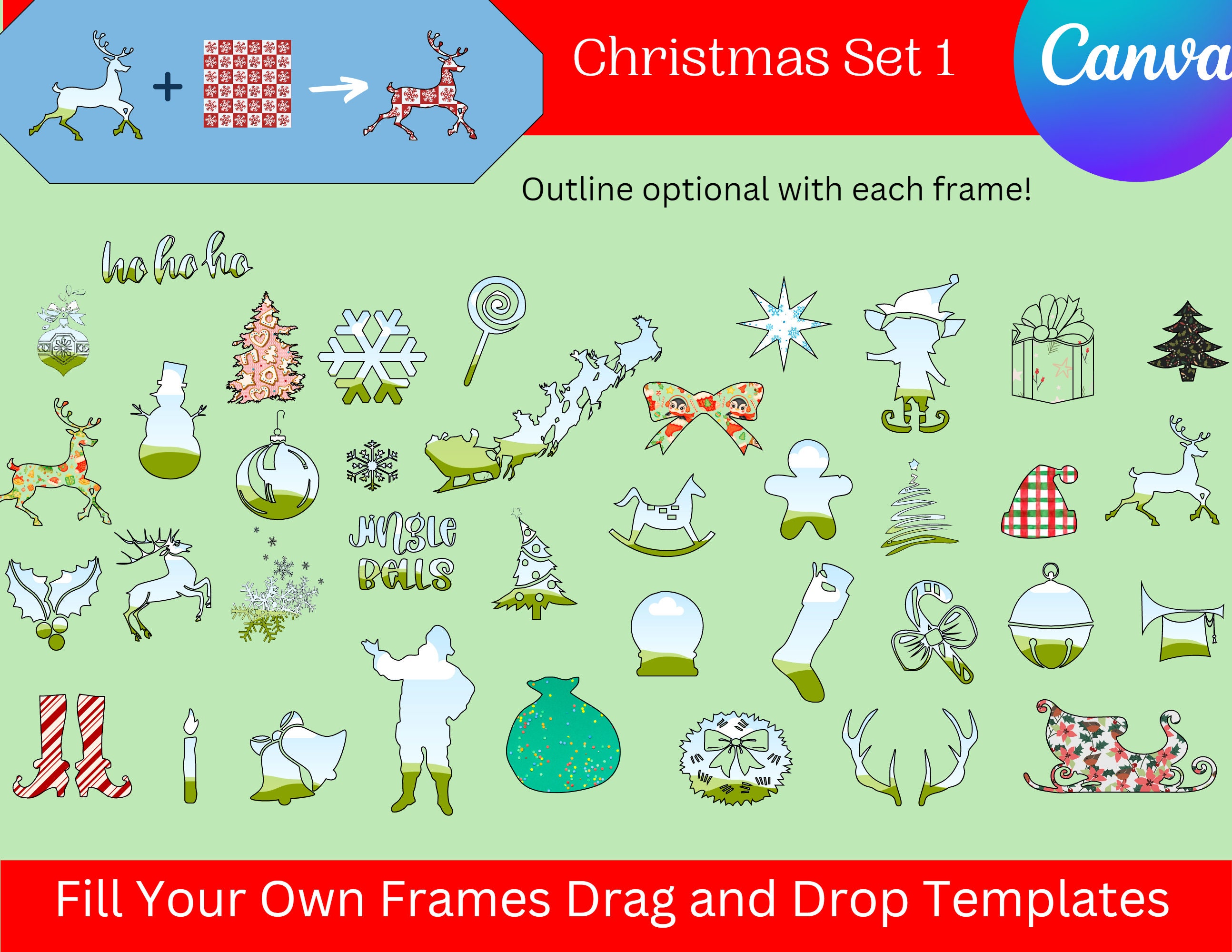 Christmas Canva Frames, Commercial and Personal, Custom Fillable ...