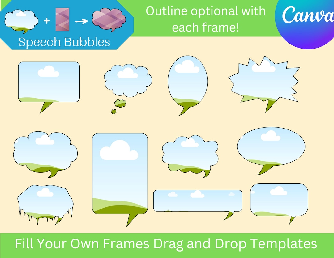 Speech Bubble Canva Frames, Commercial and Personal, Custom Fillable ...
