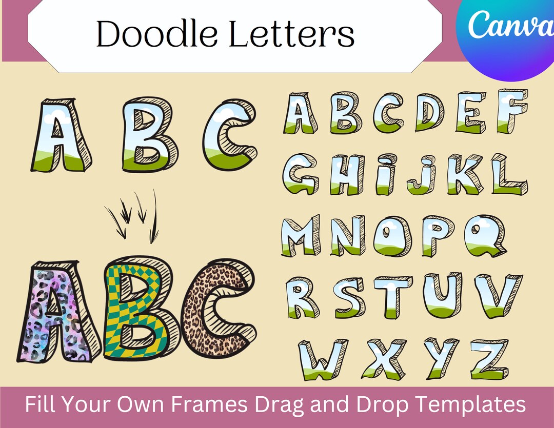 3D Doodle Bubble Letters, Canva Frame, Commercial and Personal, Custom ...